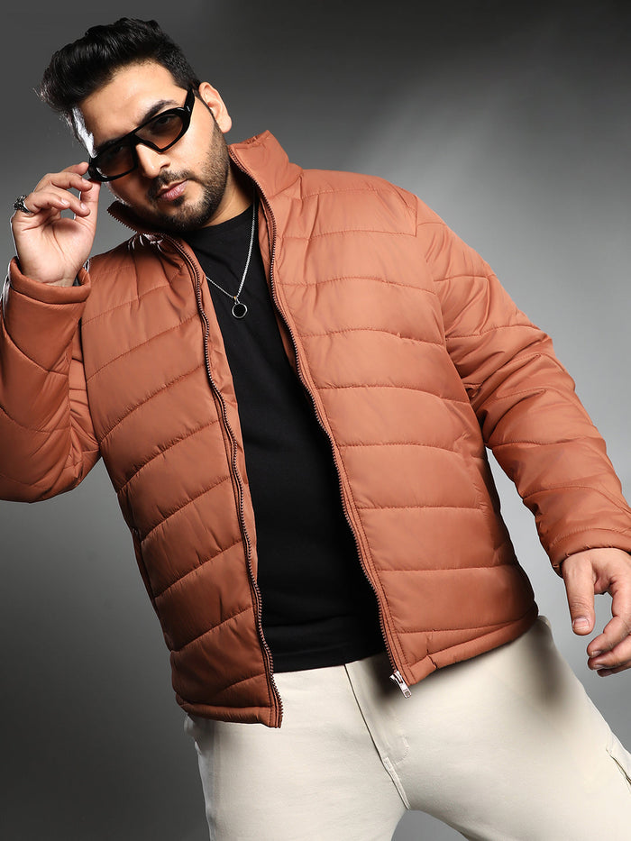Instafab Plus mens Sienna Brown Chevron Quilted Jacket