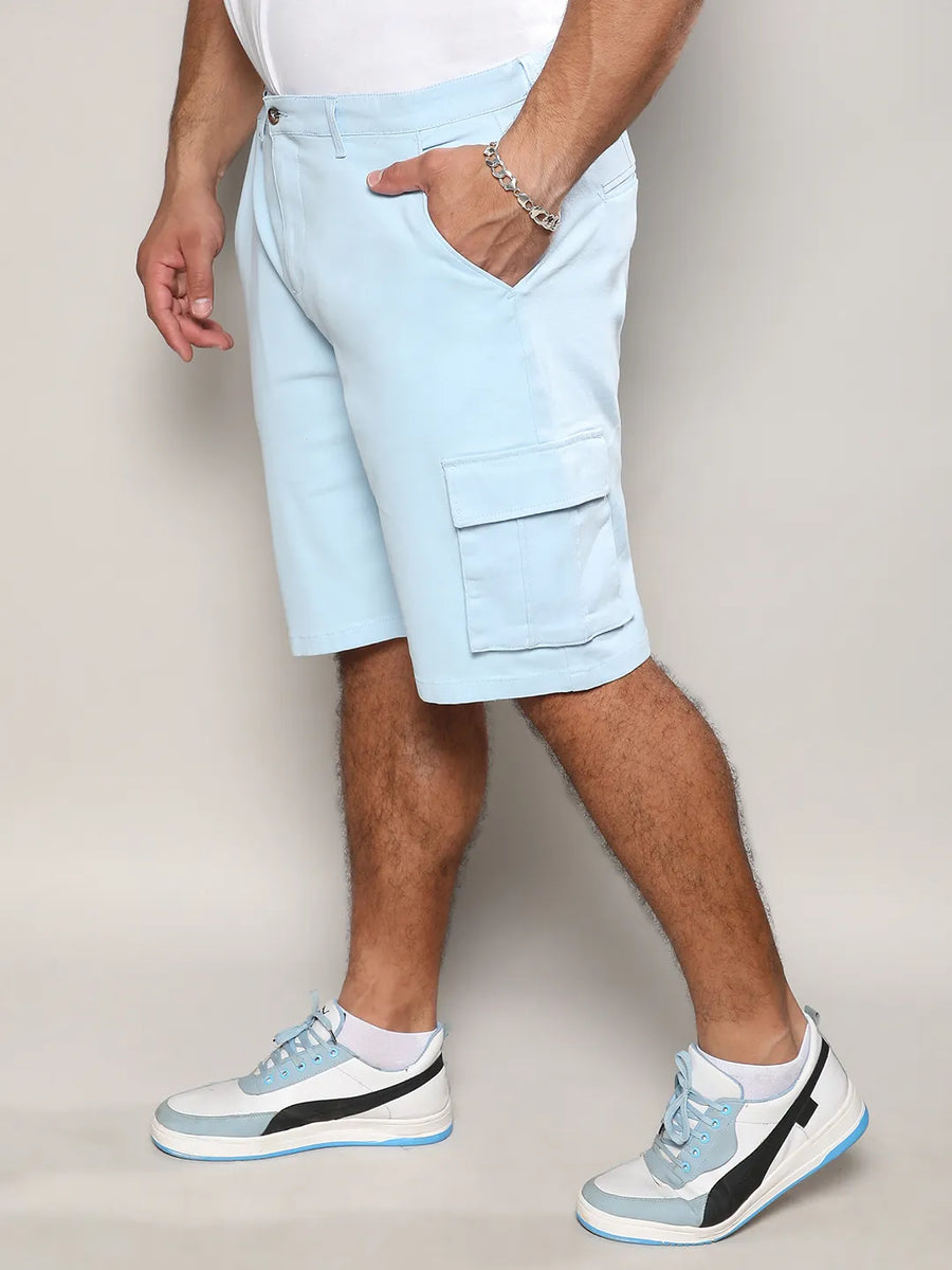 Plus Size Light Blue Cargo Shorts Sizes (38-44) | Instafab Plus