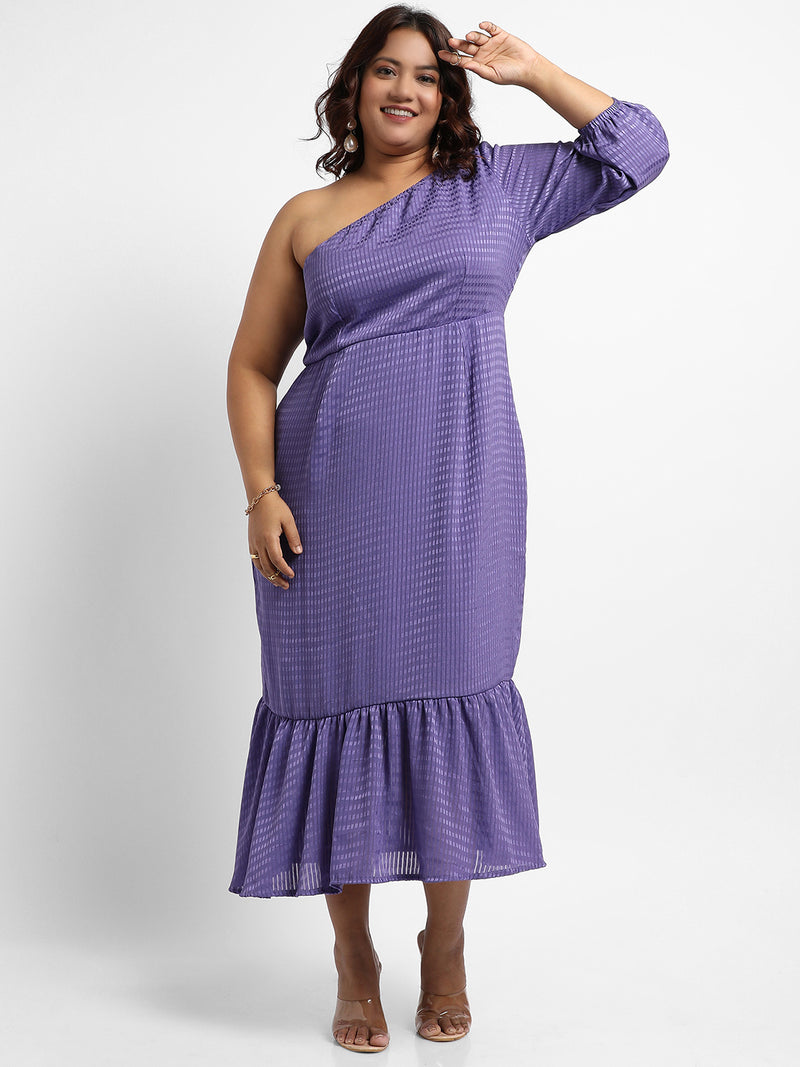 Plus Size Purple Self-Design Dress (3XL - 6XL) | Instafab Plus